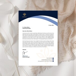 Business Letterhead Template Canva Editable, Custom Company Letterhead Template for Word Digital ...
