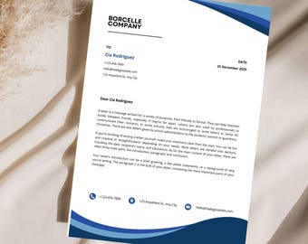 Business Letterhead Template Canva Editable, Custom Company Letterhead ...