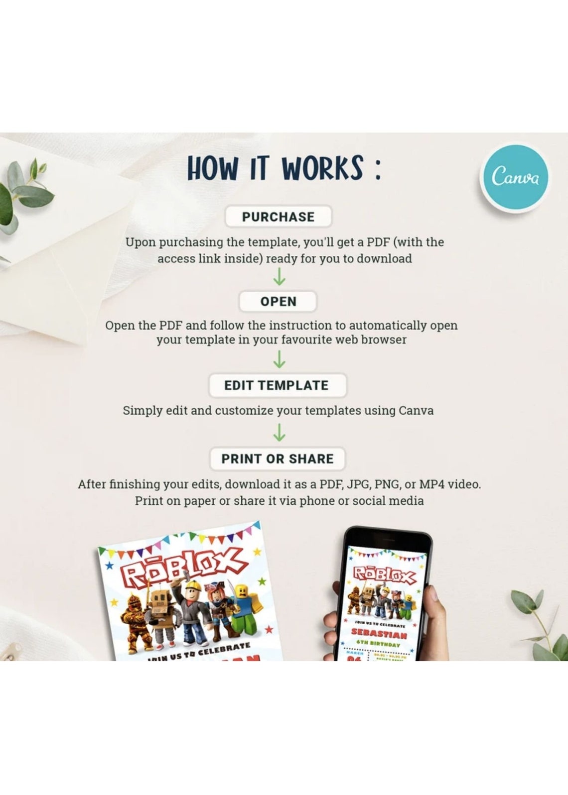 Roblox Invitation, Roblox Invite, Game Party, Roblox Boy Birthday ...