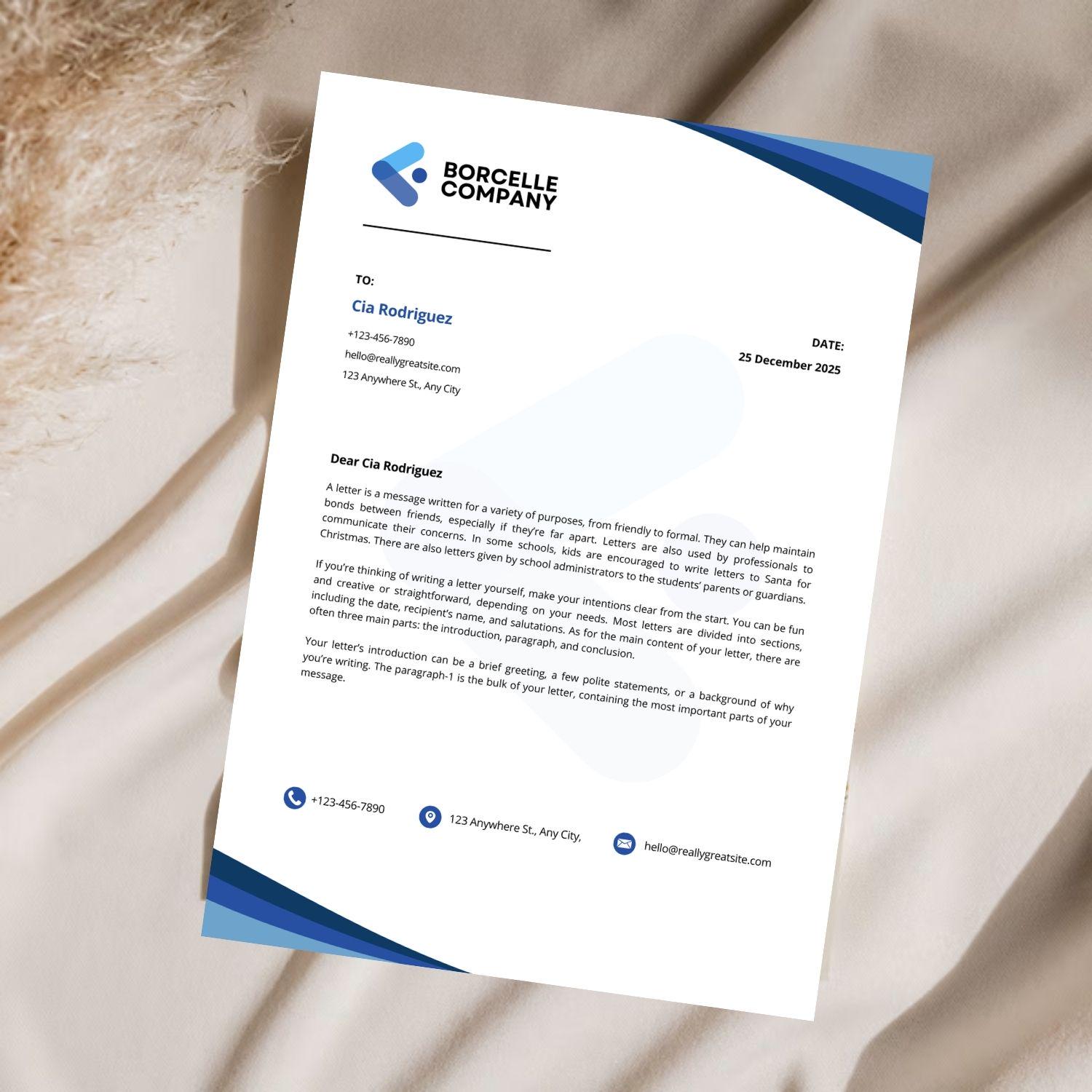 Business Letterhead Template Canva Editable, Custom Company Letterhead ...