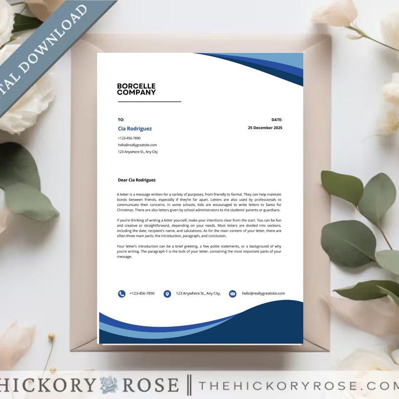 Business Letterhead Template Canva Editable, Custom Company Letterhead ...