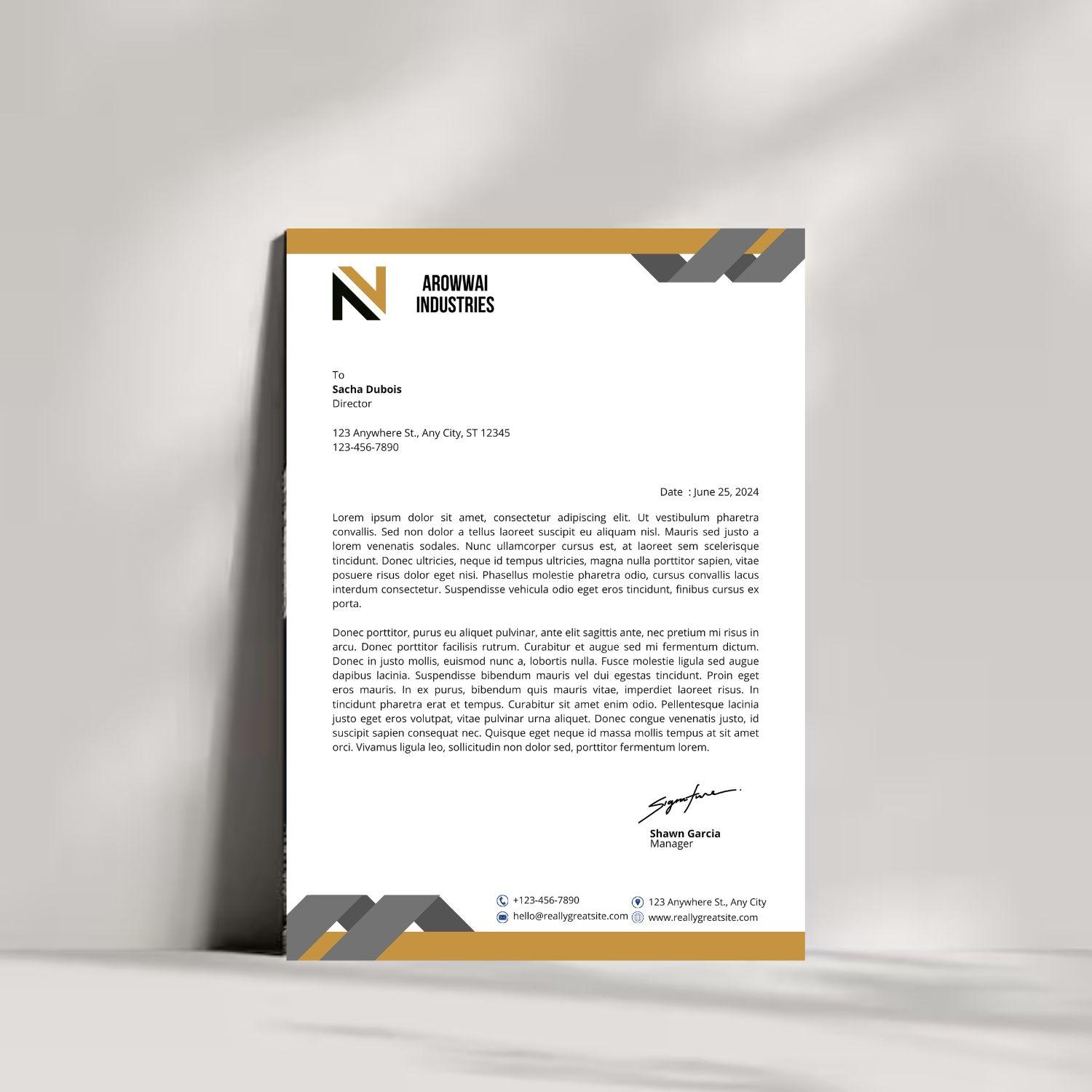 Business Letterhead Template Canva Editable, Custom Company Letterhead ...