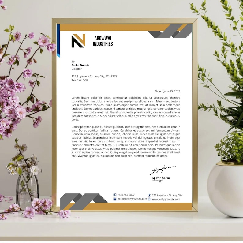 Business Letterhead Template Canva Editable, Custom Company Letterhead ...