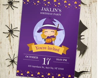 Editable Halloween Party Invitation Halloween Birthday Invitation Kids ...