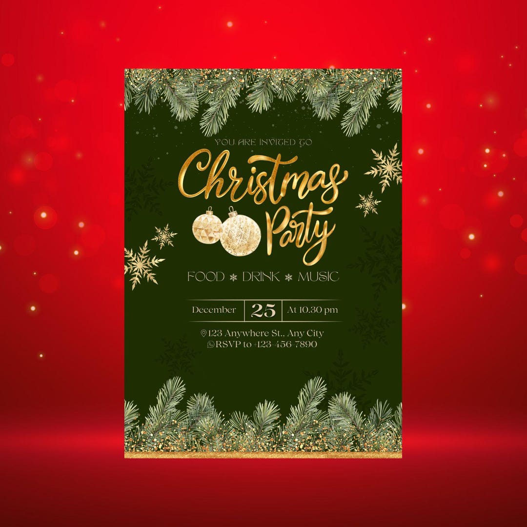 Editable Christmas Party Invitation Template, Printable Christmas Party ...