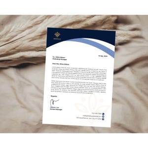 Business Letterhead Template Canva Editable, Custom Company Letterhead Template for Word Digital ...