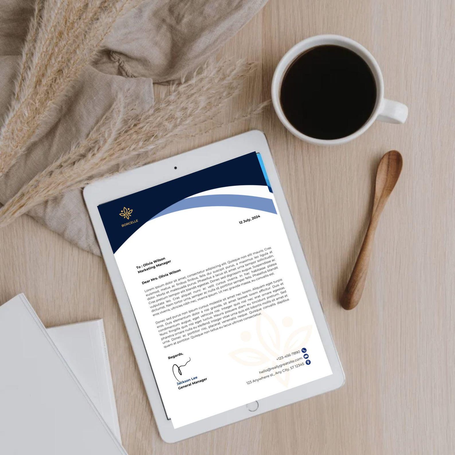 Business Letterhead Template Canva Editable, Custom Company Letterhead ...