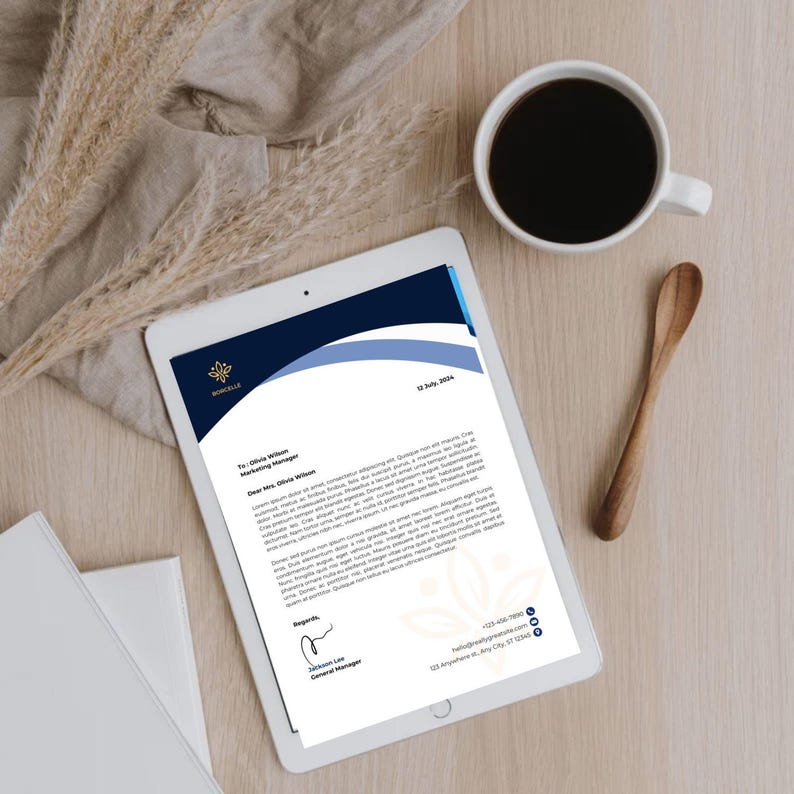 Business Letterhead Template Canva Editable, Custom Company Letterhead ...