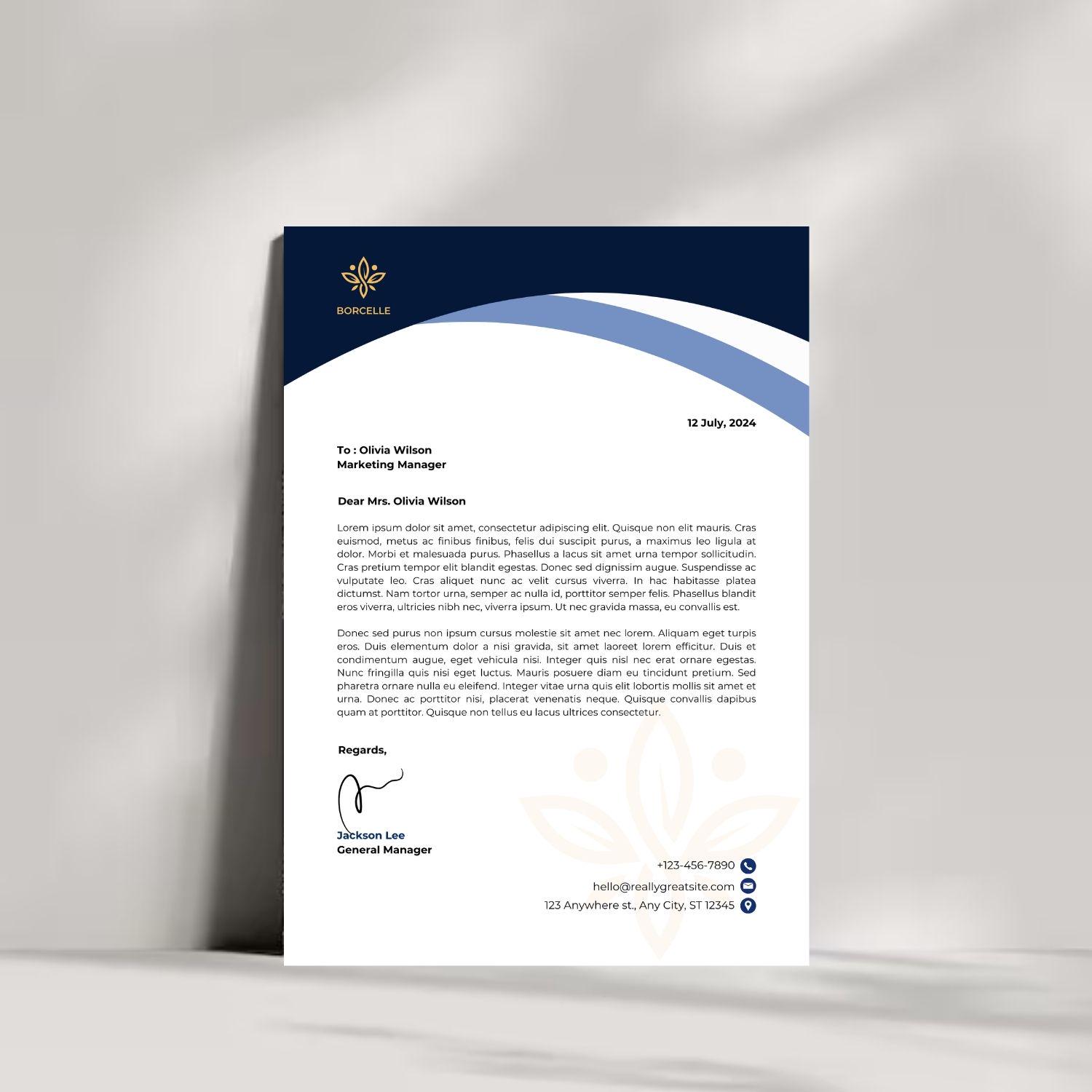 Business Letterhead Template Canva Editable, Custom Company Letterhead ...