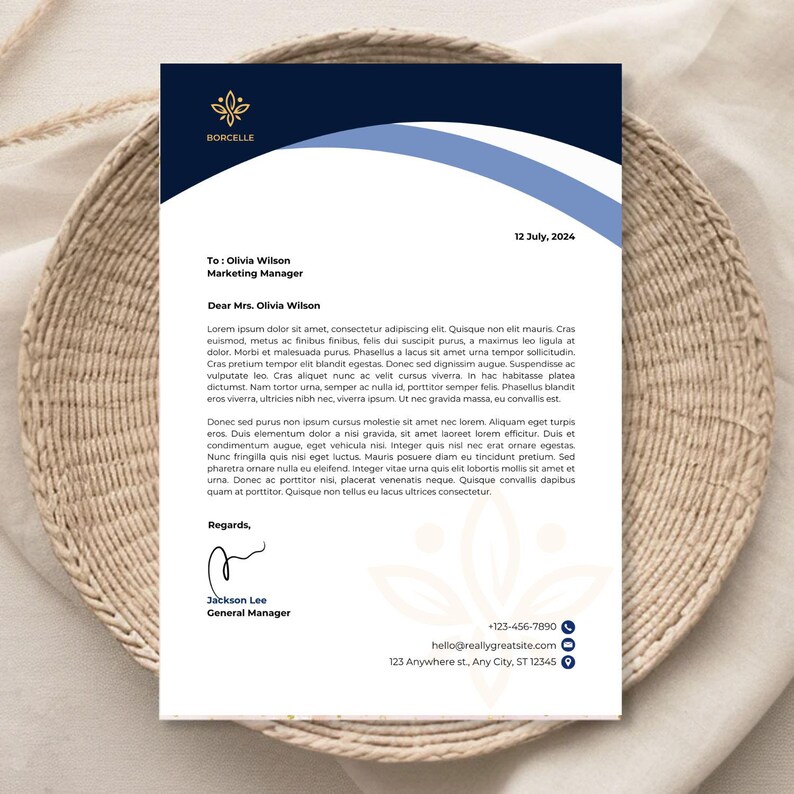 Business Letterhead Template Canva Editable, Custom Company Letterhead ...