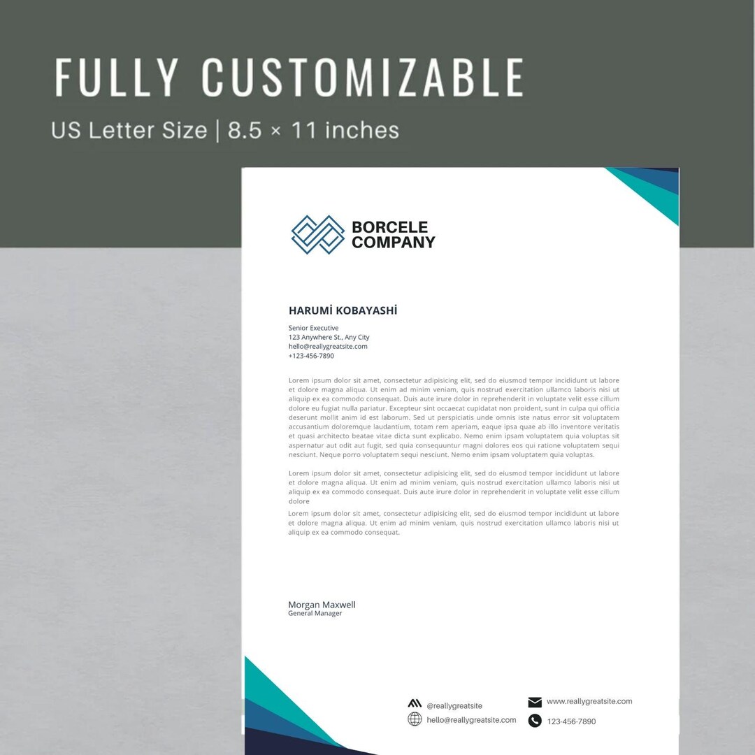 Business Letterhead Template Canva Editable, Custom Company Letterhead ...