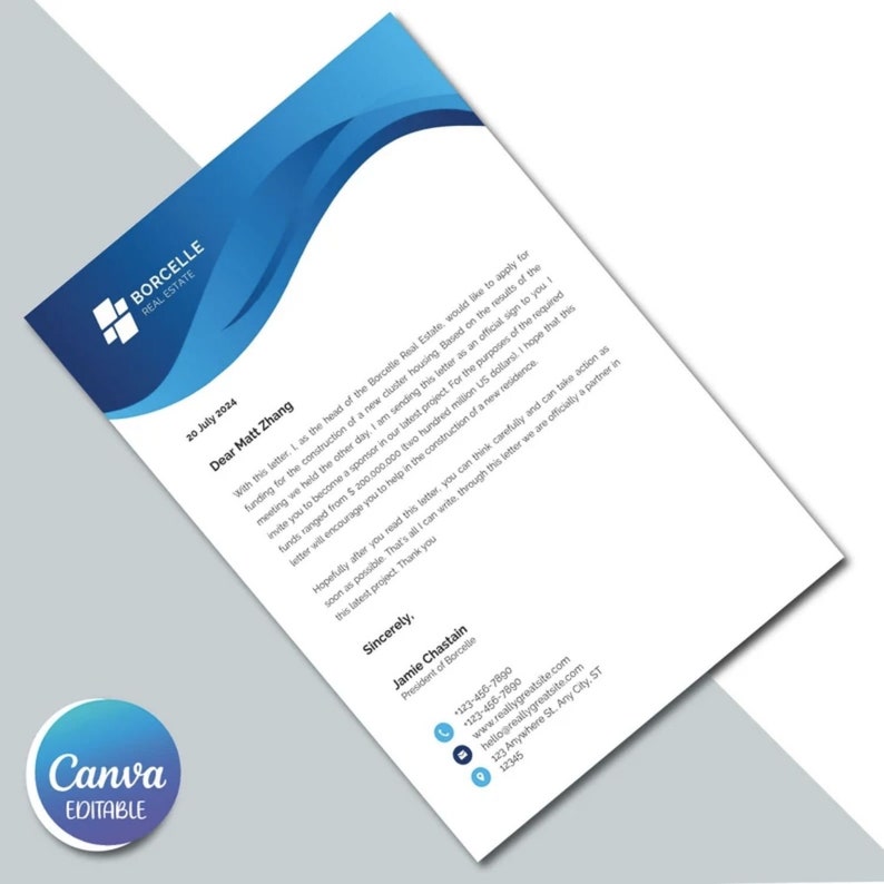 Business Letterhead 2 Template Canva Editable, Custom Company ...