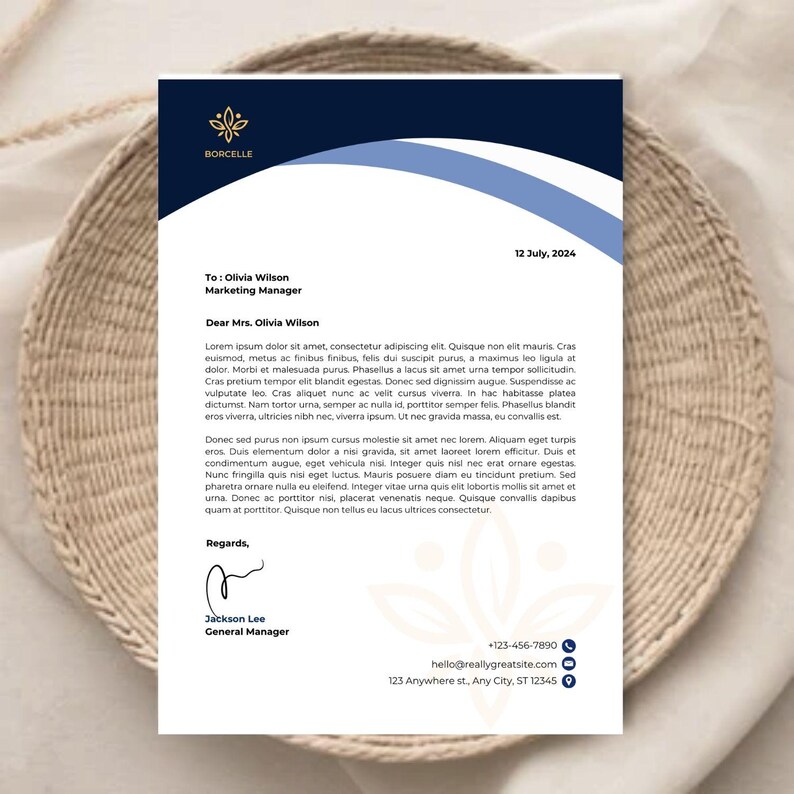 Business Letterhead Template Canva Editable, Custom Company Letterhead ...