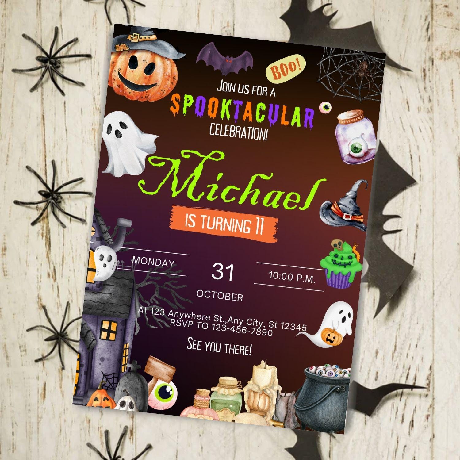 EDITABLE Halloween Birthday Invitation, Boo Halloween Birthday ...