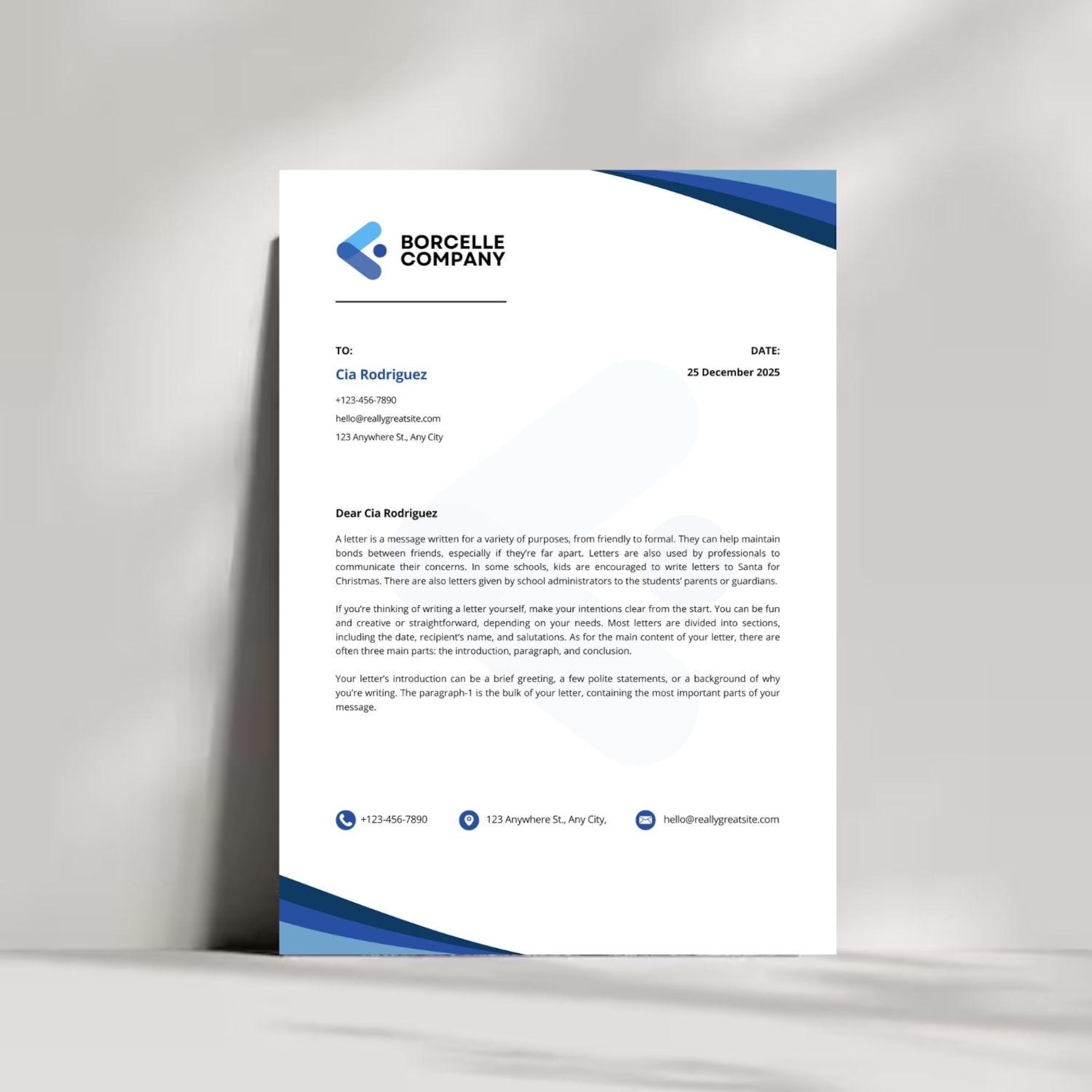 Business Letterhead Template Canva Editable, Custom Company Letterhead ...