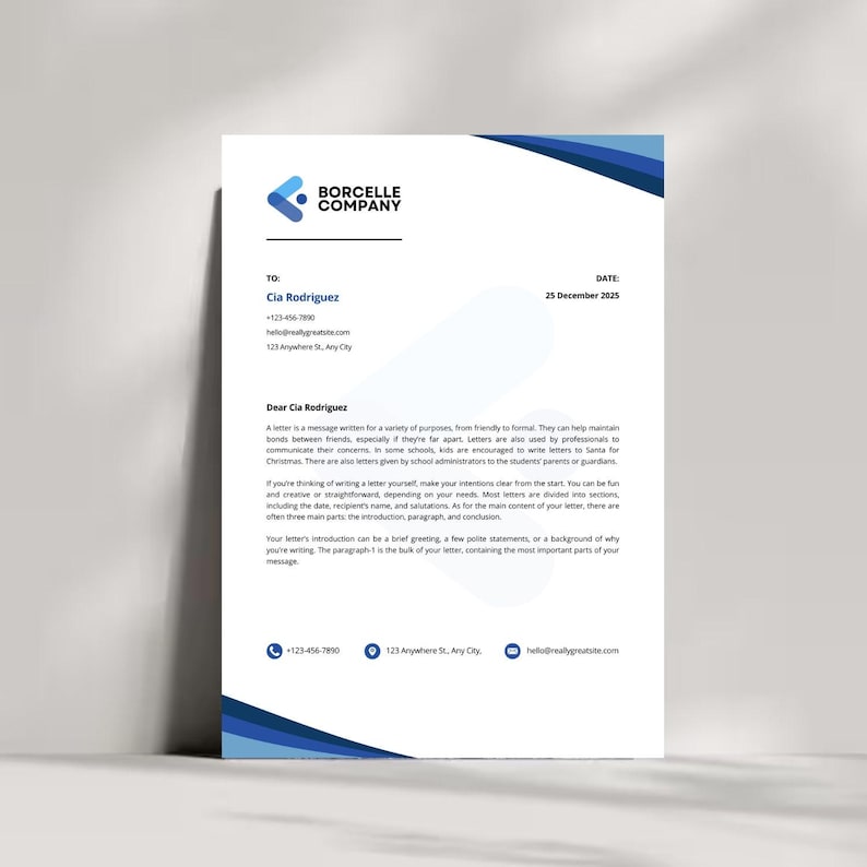 Business Letterhead Template Canva Editable, Custom Company Letterhead ...
