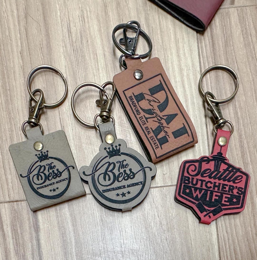 Personalized Engraved Leather Keychain for Branding Promotional Gift ...