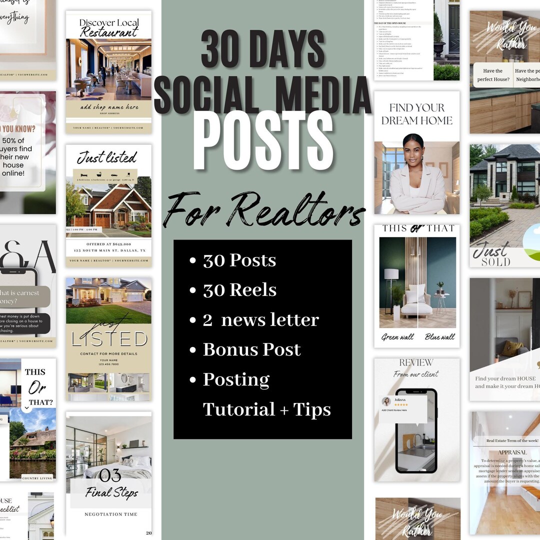Social Media Posts for Realtors Instagram Reels Facebook Stories for ...