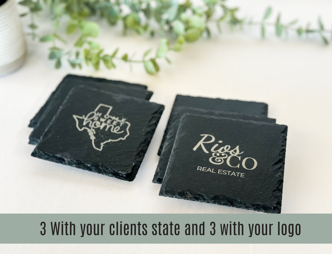 Coaster Set Branded for Real Estate Client Closing Gift for House Sale ...