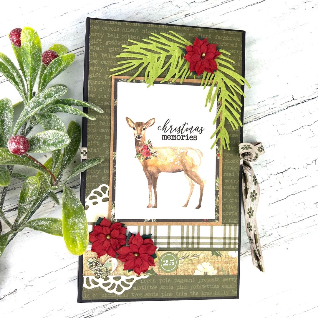 Christmas Deer Scrapbook Album Christmas Folio Scrapbook Mini Photo ...