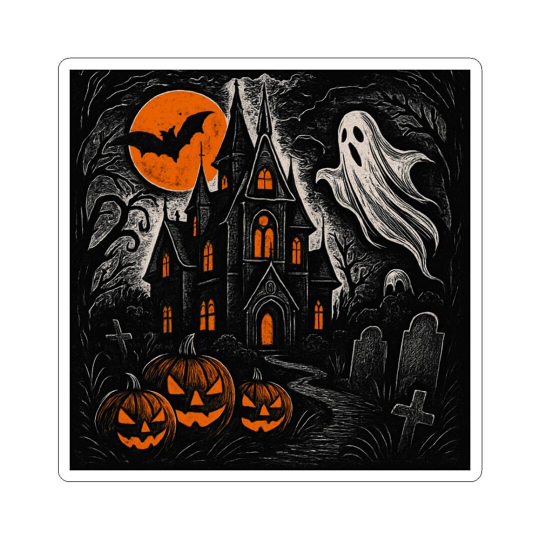 Halloween Haunted House Stickers, Spooky Decor, Trick or Treat, Pumpkin ...