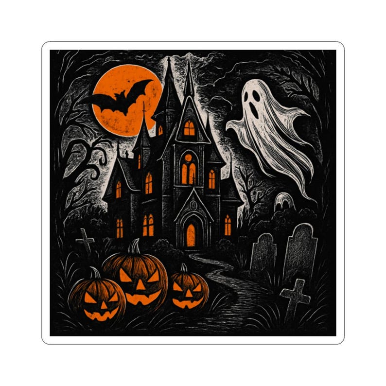 Halloween Haunted House Stickers, Spooky Decor, Trick or Treat, Pumpkin ...