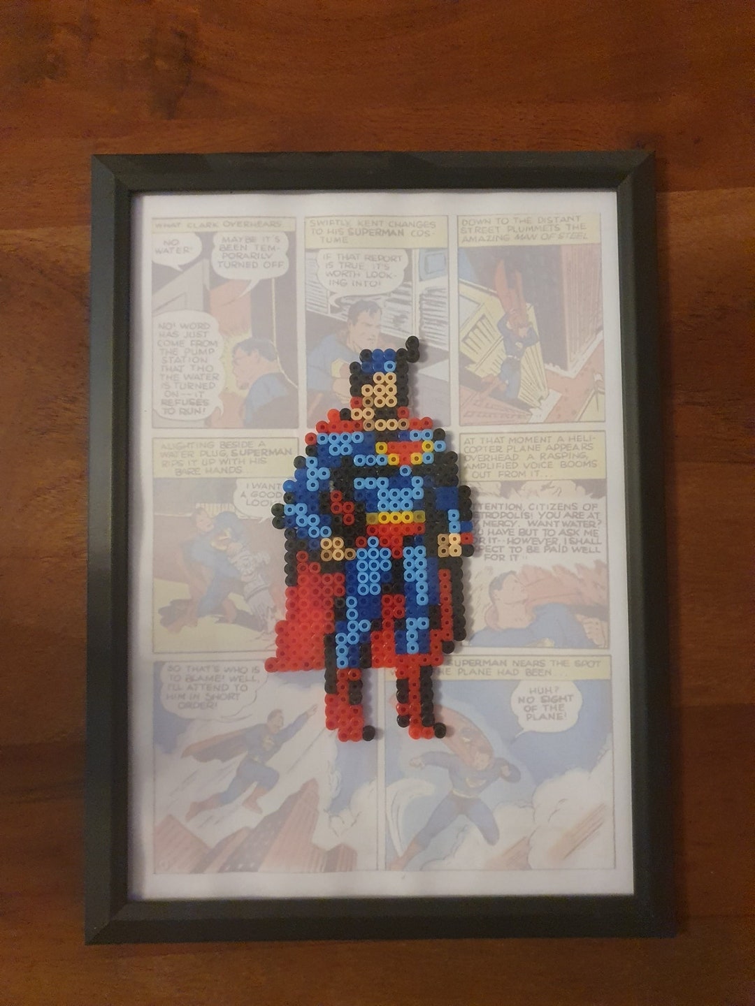 8 Bit Decoration Perler Beads Superman Comic Pixel Art Gamer Gift Hama ...