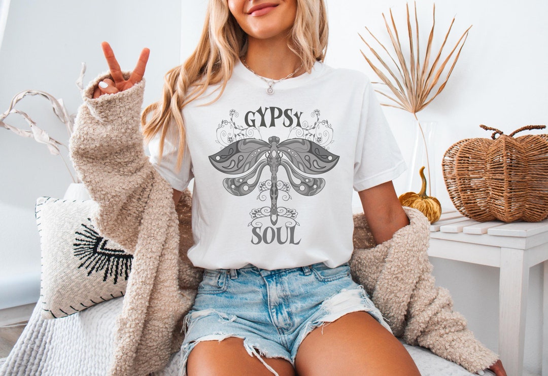 Gypsy Soul T-shirt, Dragonfly Boho Shirt, Subtle Hippie Retro, Nature ...