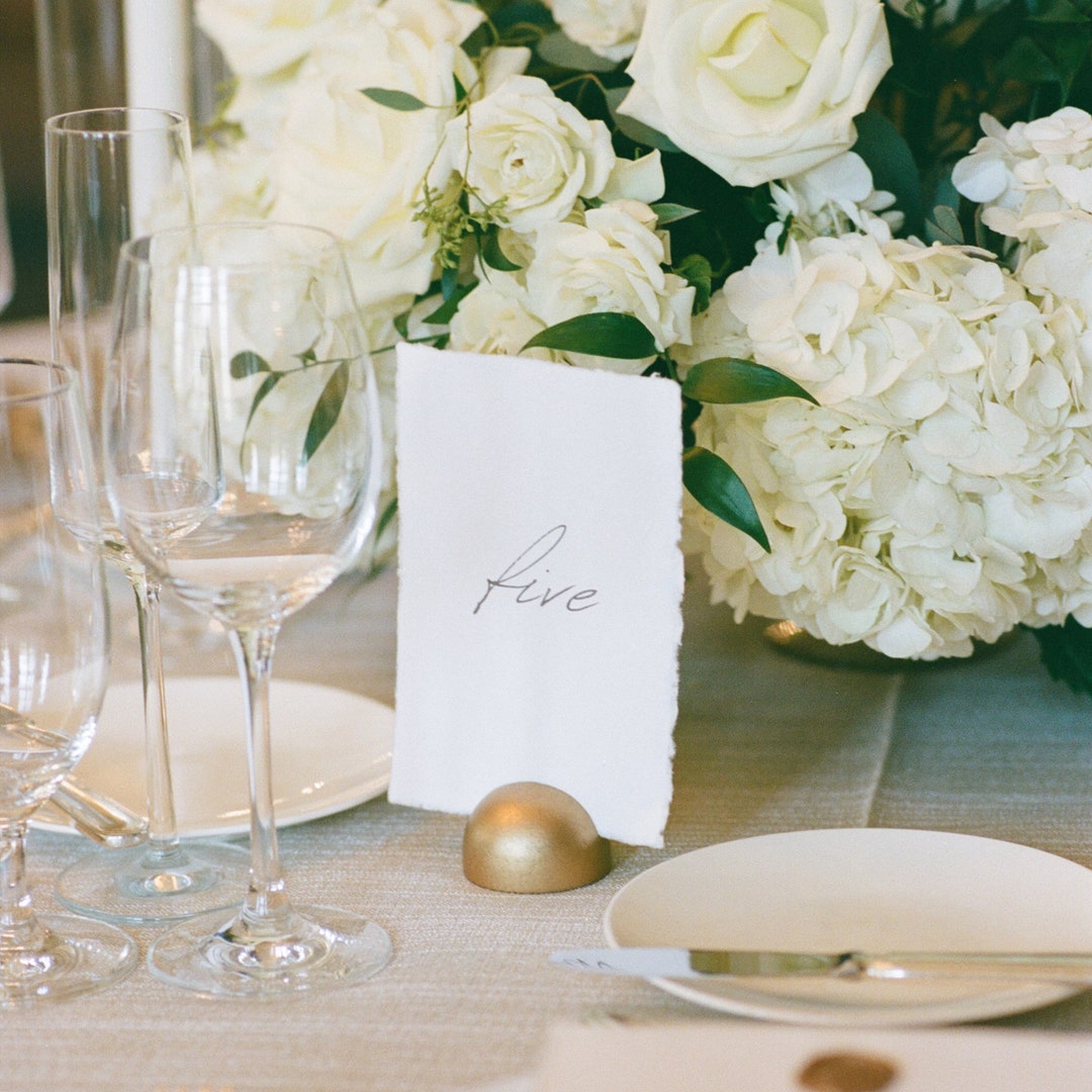 Elegant Handmade Wedding Table Numbers – Deckled Edge Cotton Paper ...