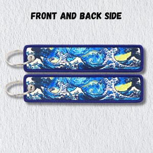 Waves Keychain, Embroidery Art Keychain, Keyfob for Backpack Motorcycle ...