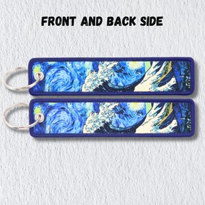 Waves Keychain, Embroidery Art Keychain, Keyfob for Backpack Motorcycle ...