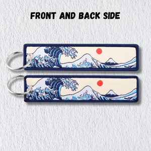 Waves Keychain, Embroidery Art Keychain, Keyfob for Backpack Motorcycle ...