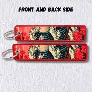 Waves Keychain, Embroidery Art Keychain, Keyfob for Backpack Motorcycle ...