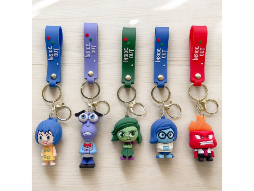 Inside Out 2 Keychain, Joy, Sadness, Anger, Disgust, Fear Character ...