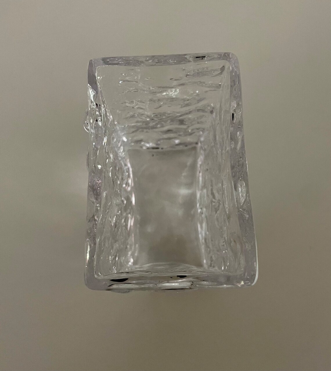 Vintage Glass Ice Textured Block Vase - Etsy