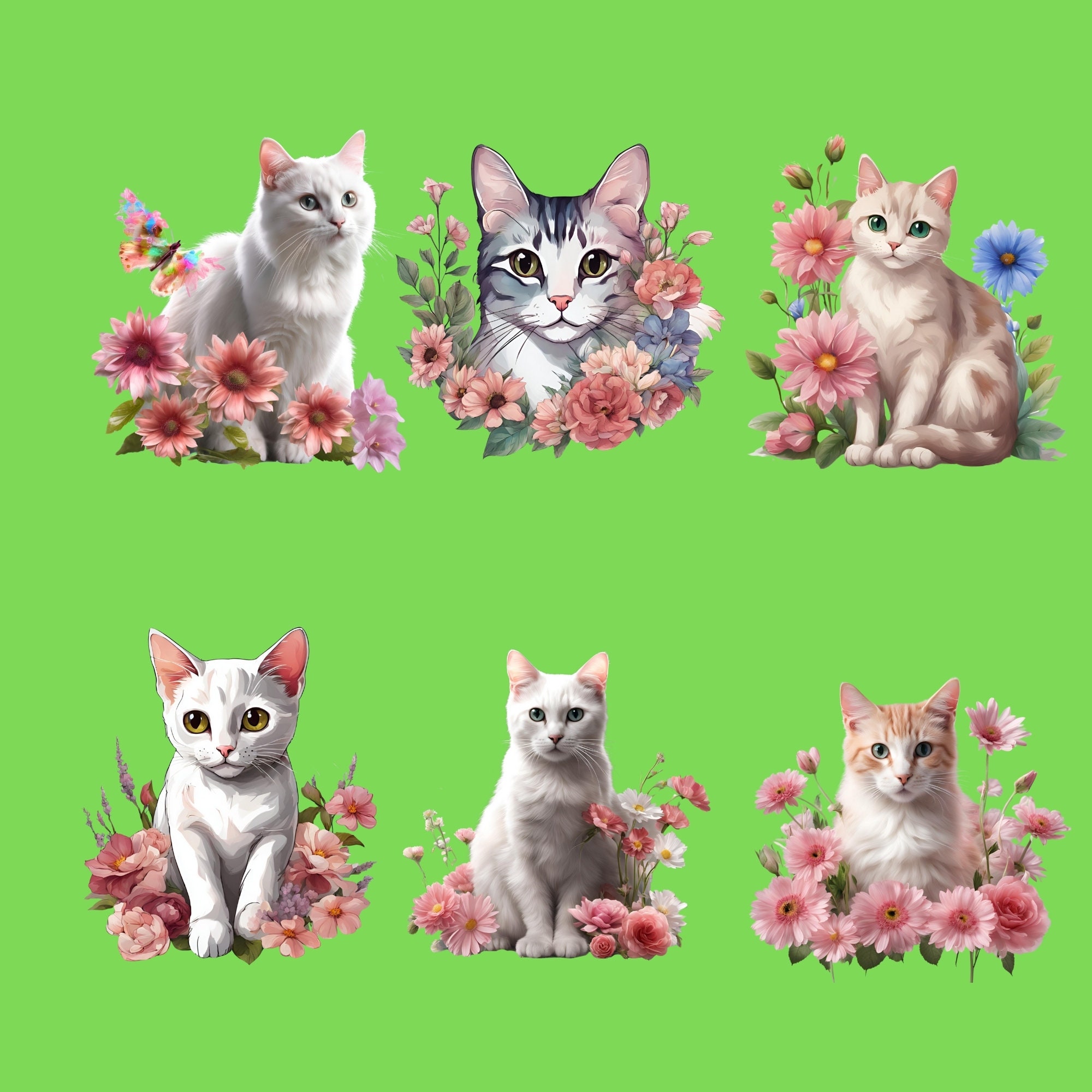 20 Cat and Flower Clipart Png,cat and Floral Images,wild Flowers for ...