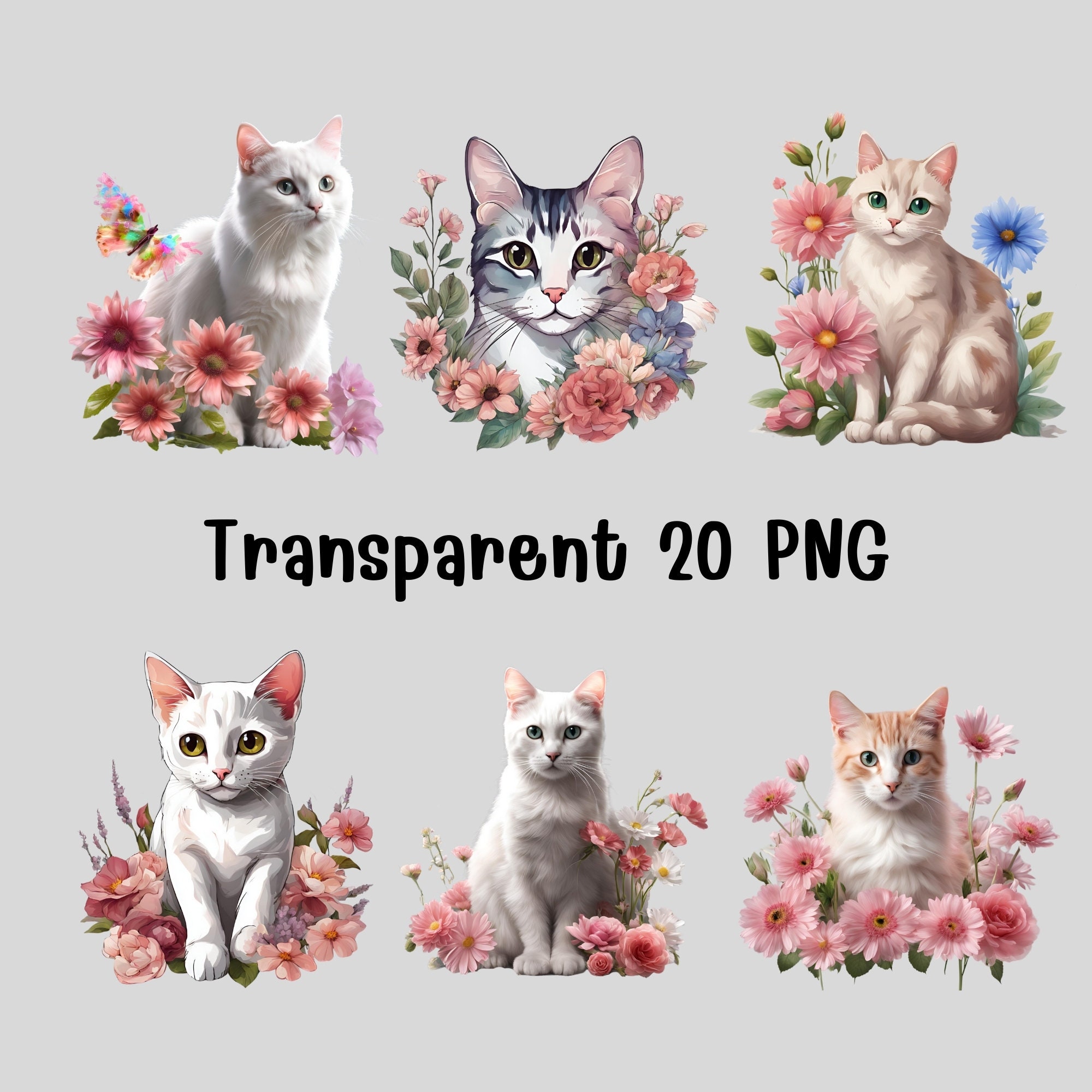 20 Cat and Flower Clipart Png,cat and Floral Images,wild Flowers for ...