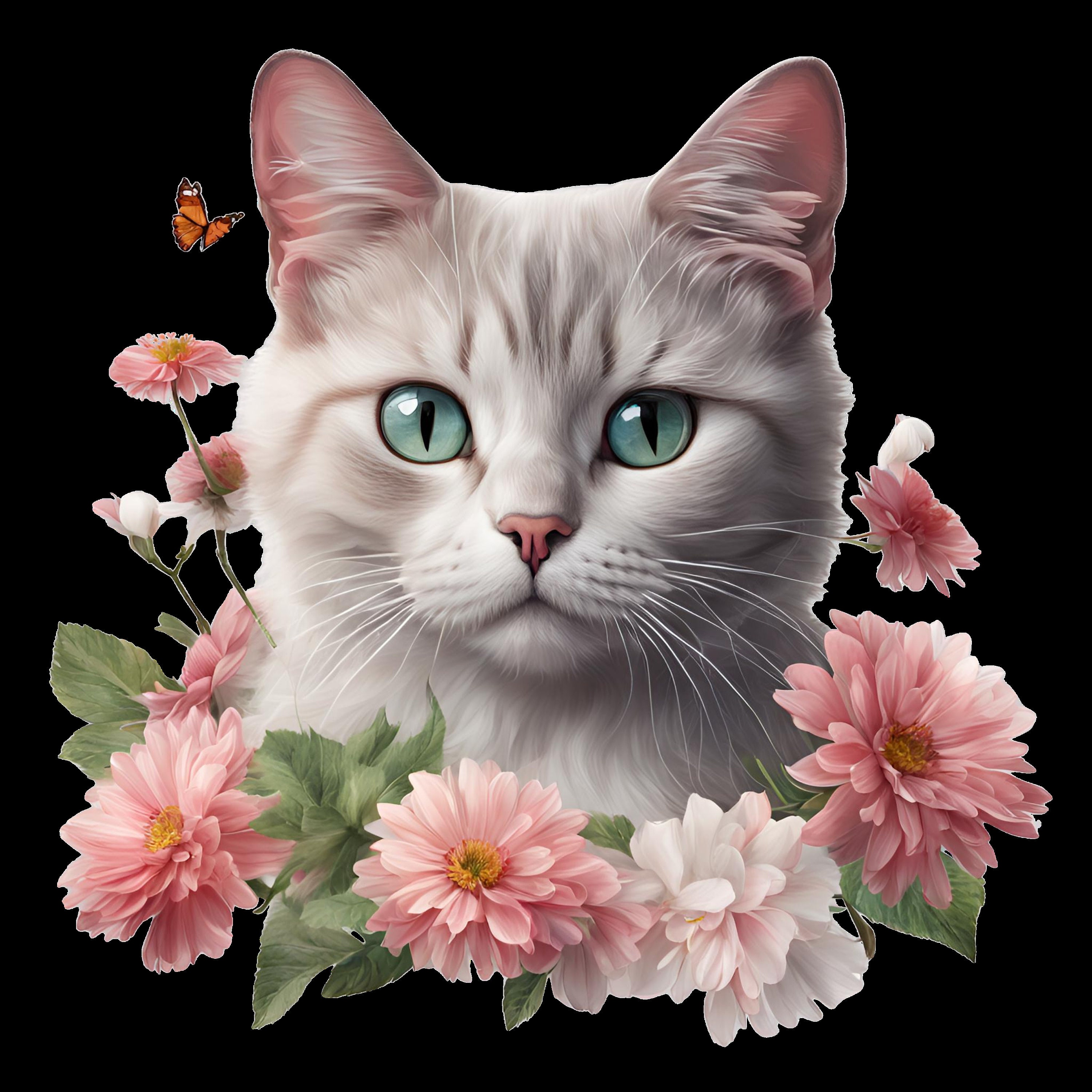 20 Cat and Flower Clipart Png,cat and Floral Images,wild Flowers for ...