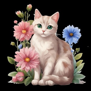 20 Cat and Flower Clipart Png,cat and Floral Images,wild Flowers for ...