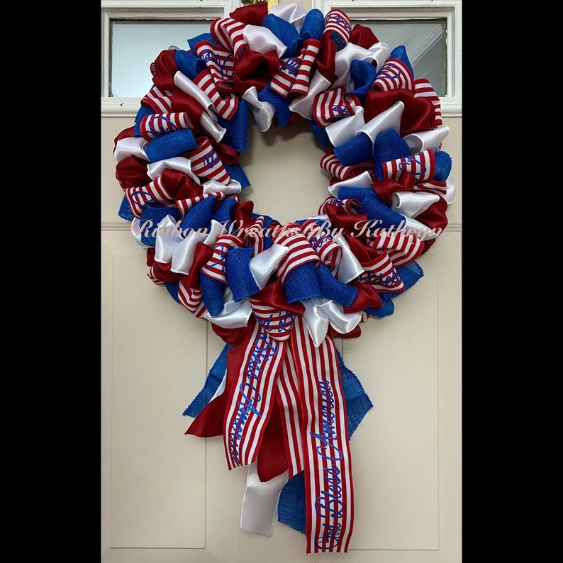 God Bless America Ribbon Wreath by Kathryn™ Choice 2 - Etsy