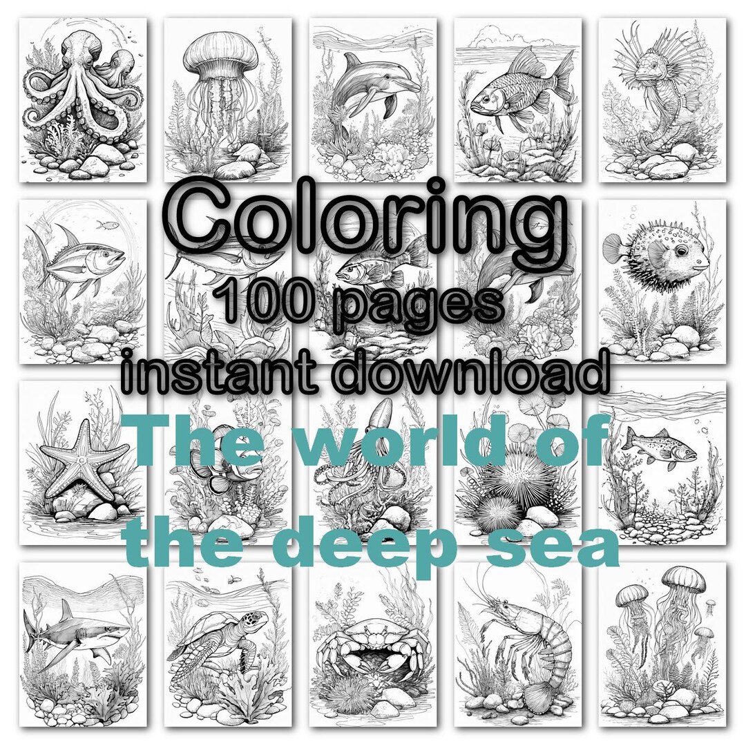 Sea Animals 100 Coloring Pages - PRINTABLE Coloring Pages - Fish ...