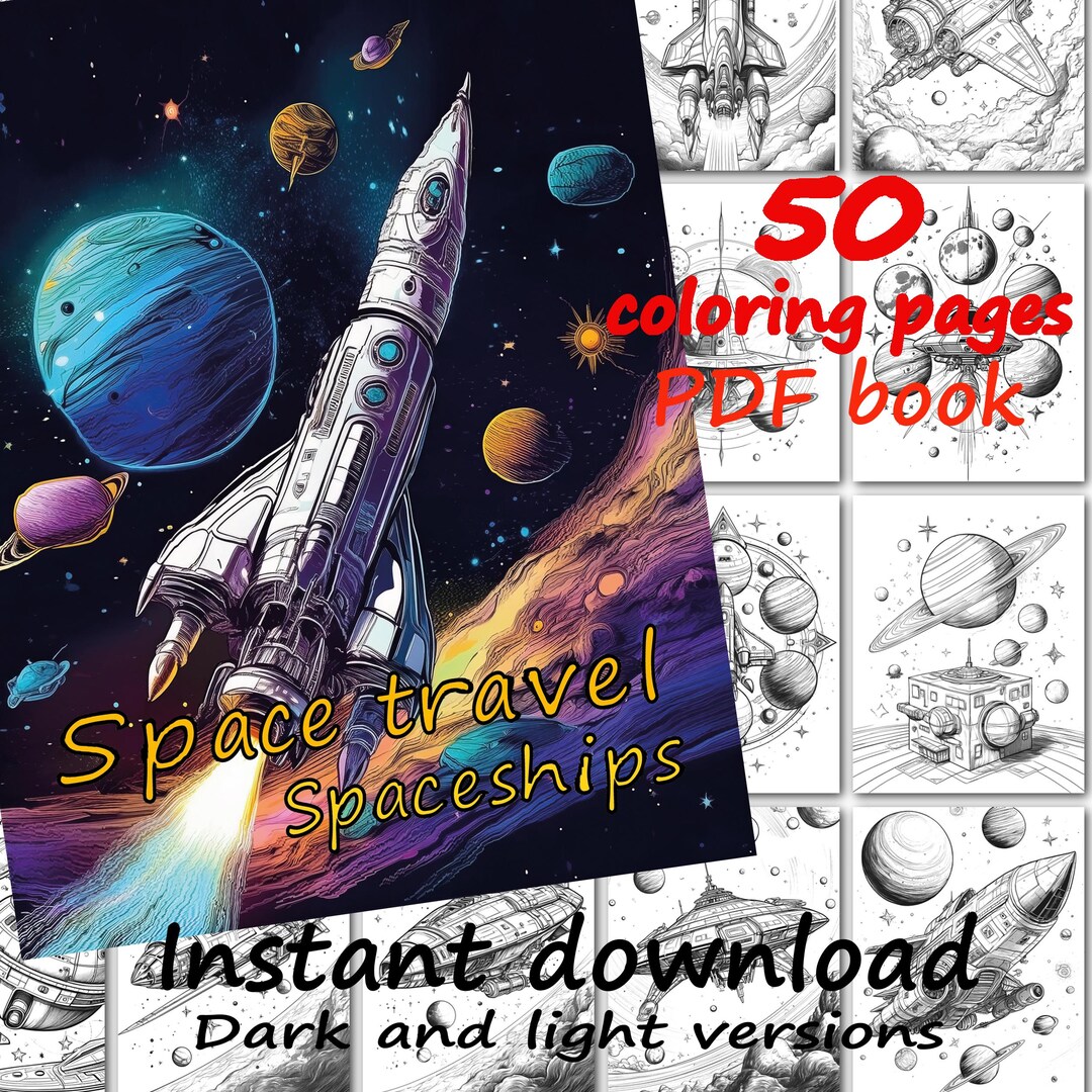 Spaceships 50 Coloring Pages PRINTABLE Coloring amazing Adventures ...