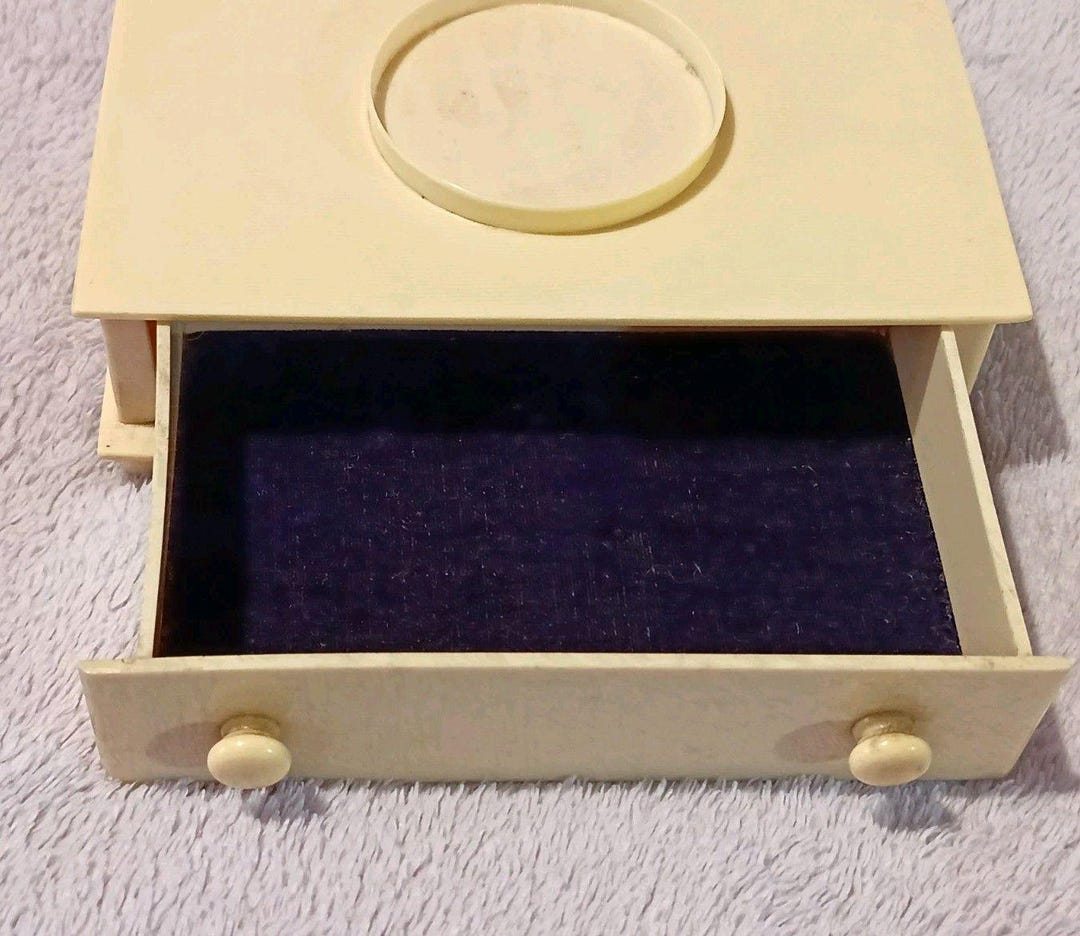 Antique French Ivory Products Celluloid Vanity Jewellery/trinket Box - Etsy