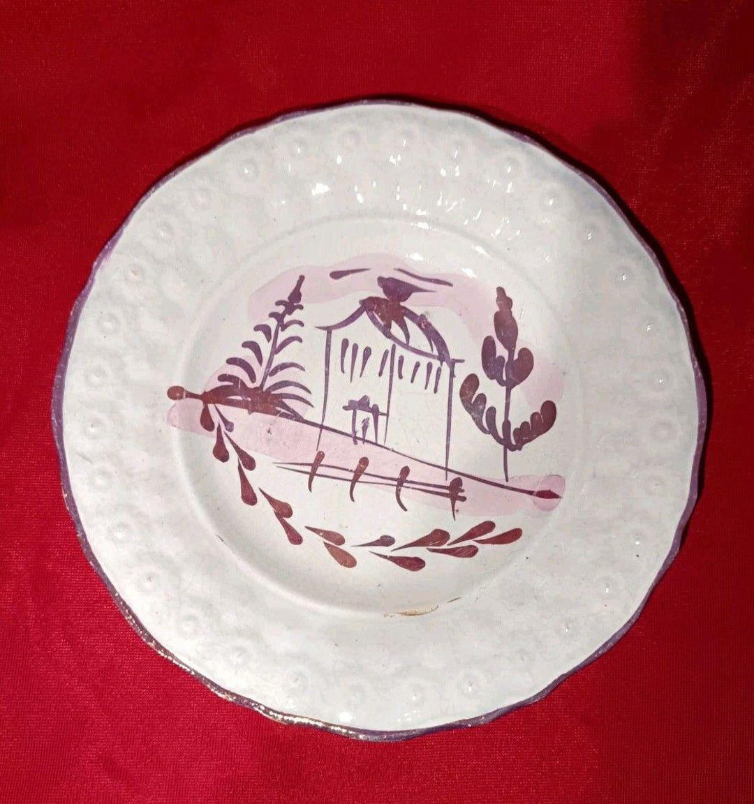 19th Century Staffordshire Pink Lustre Ware Saucer/side Plate - Etsy