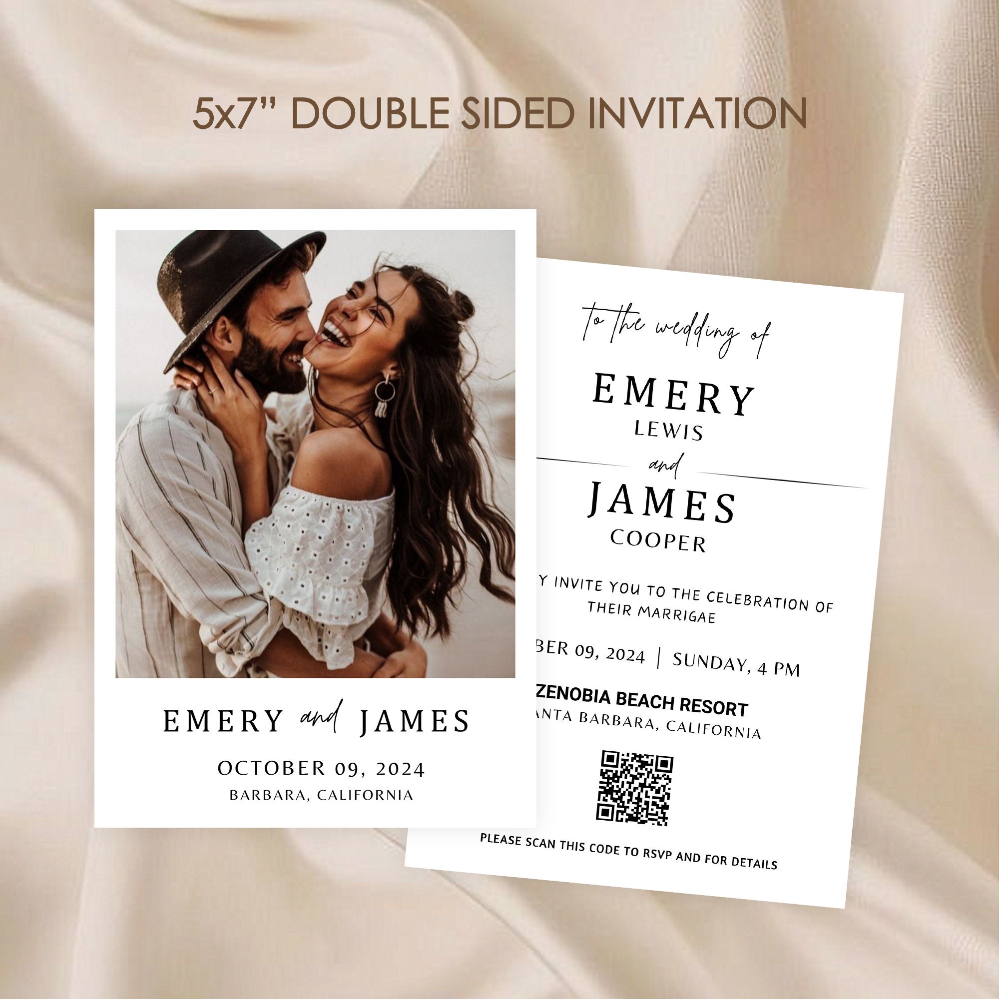 QR Code Wedding Template Minimalist Wedding Invitation Template With QR ...
