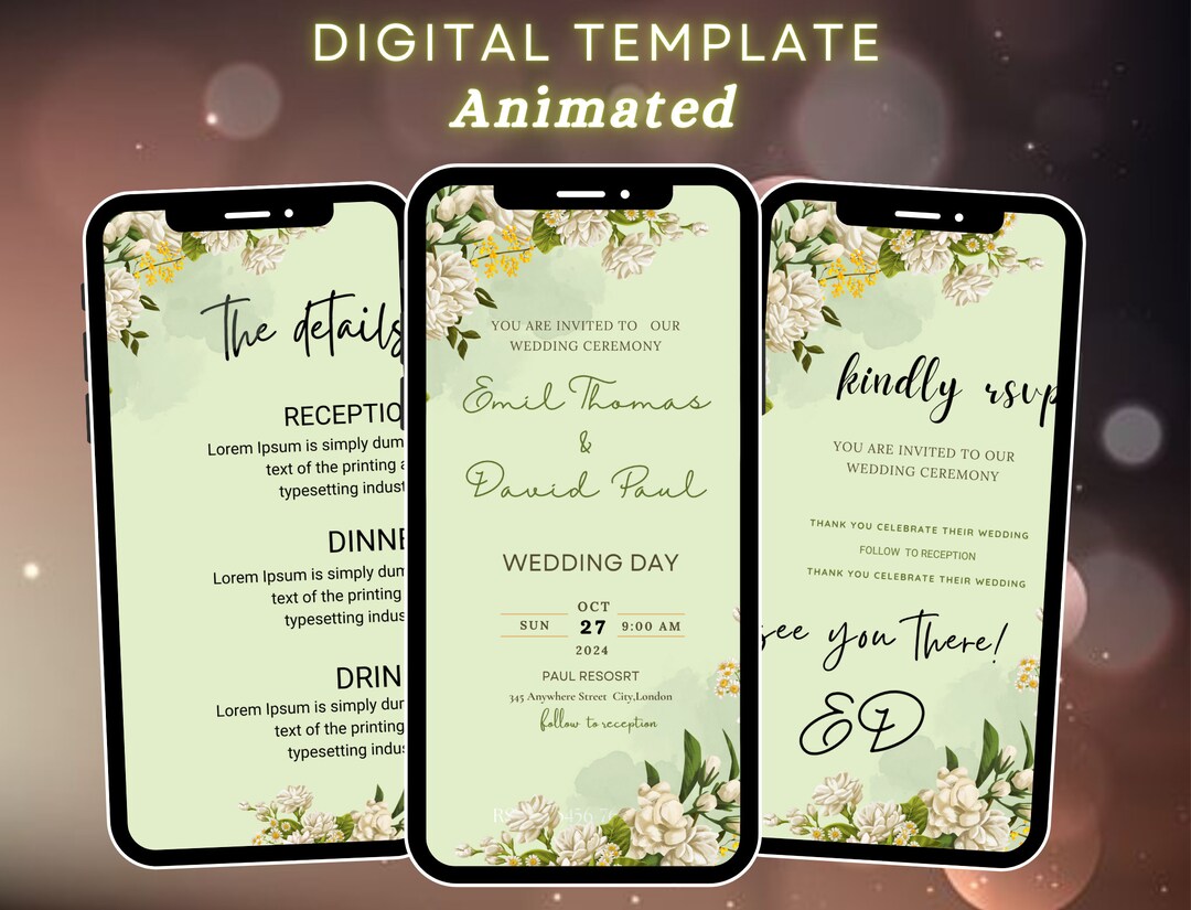 Animated Wedding Invitation Template Online Invitation Eco-friendly ...