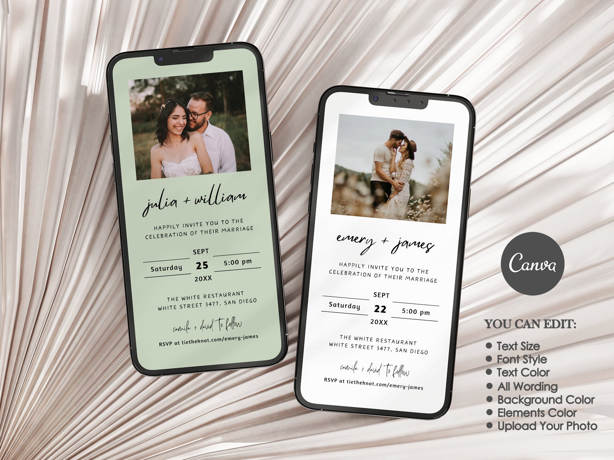 Photo Wedding Invitation Template Minimalist Wedding Invite With ...