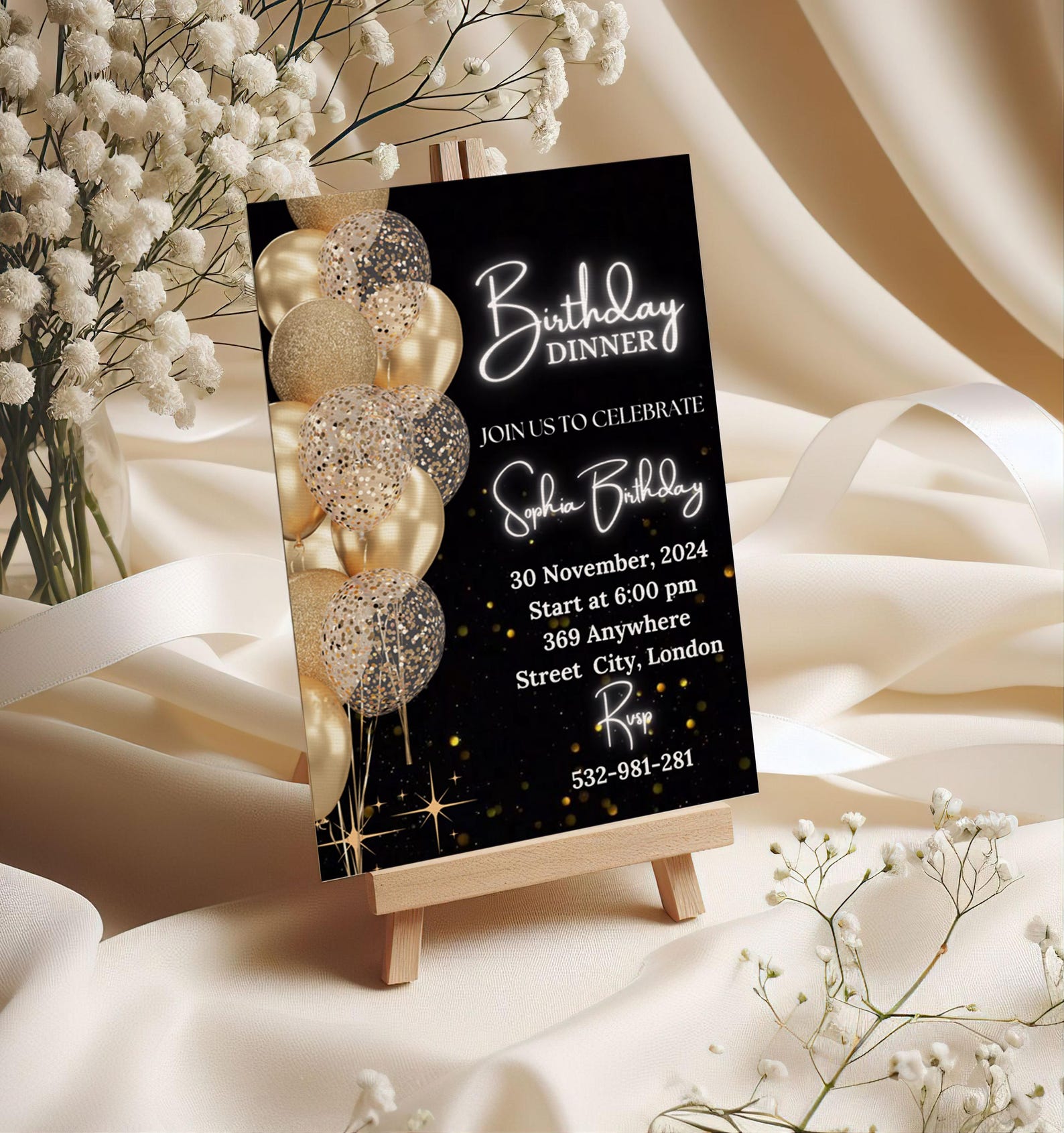 Printable Birthday Party Invitation Birthday Dinner Invite Digital ...