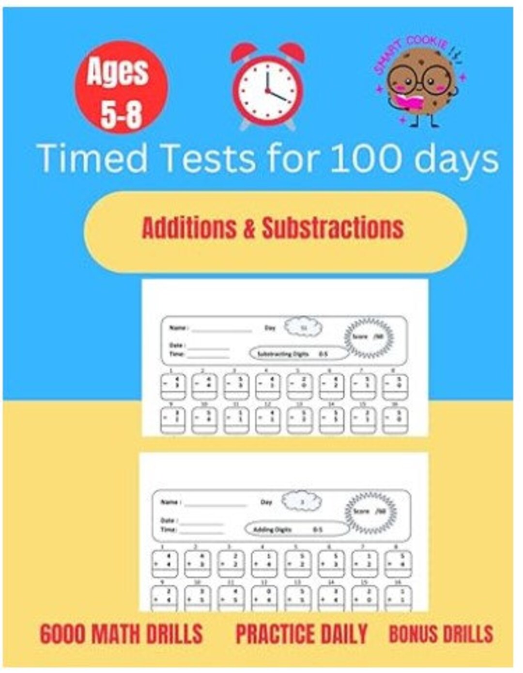 Maths Timed Tests for 100 Days for Children Aged 5-8 Years Old ...