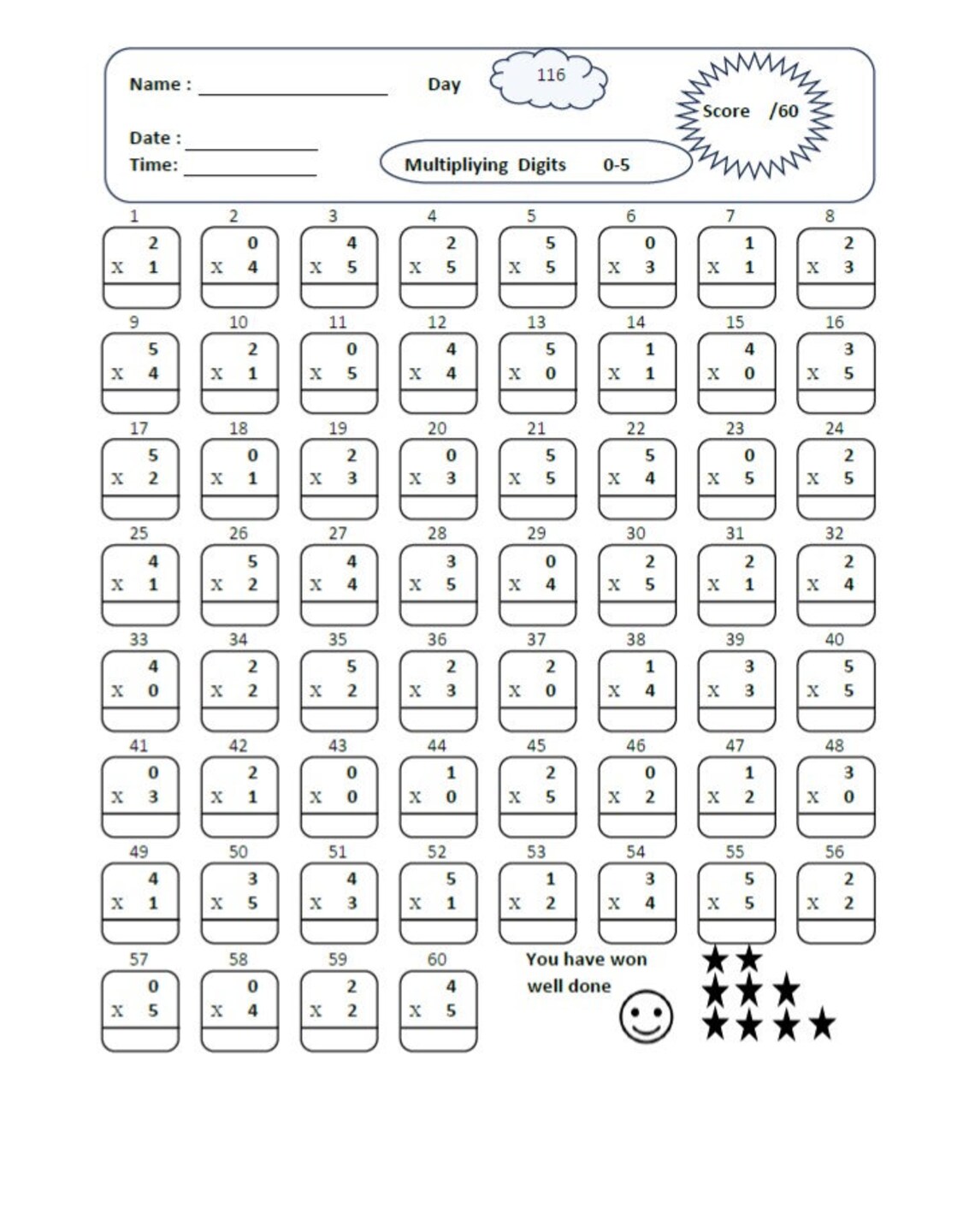 Maths Timed Tests for 100 Days for Children Aged 5-8 Years Old ...